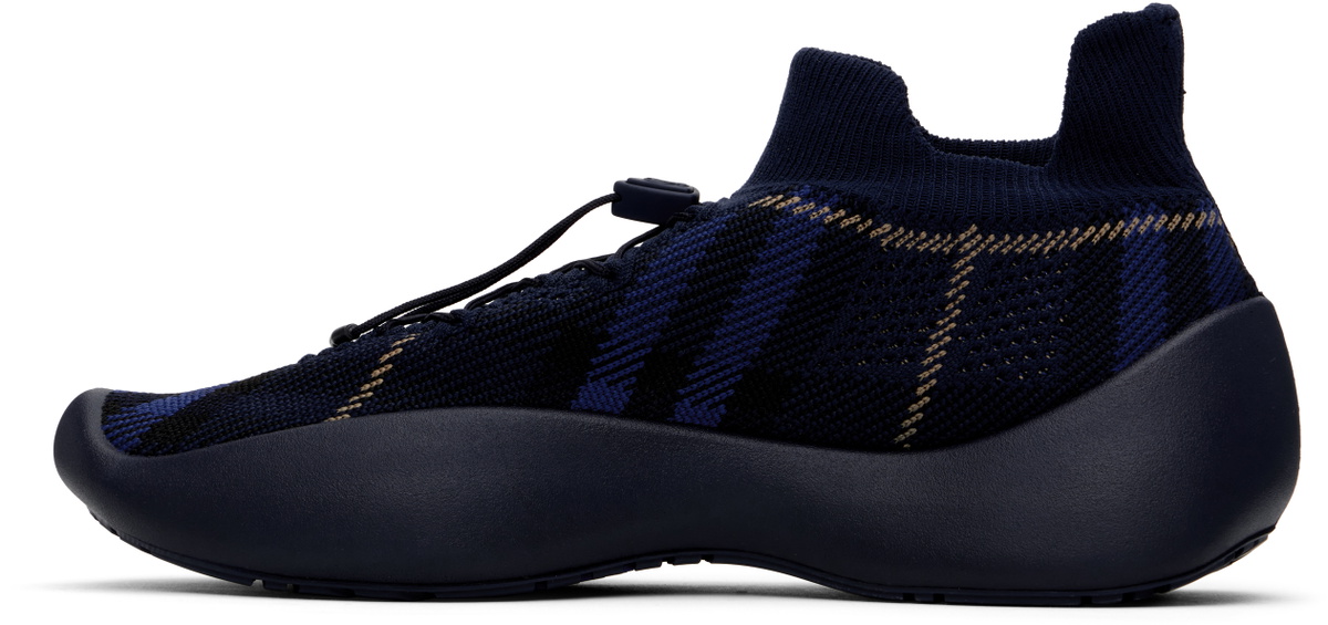 Burberry Black & Blue Check Knit Neptune Sneakers Burberry