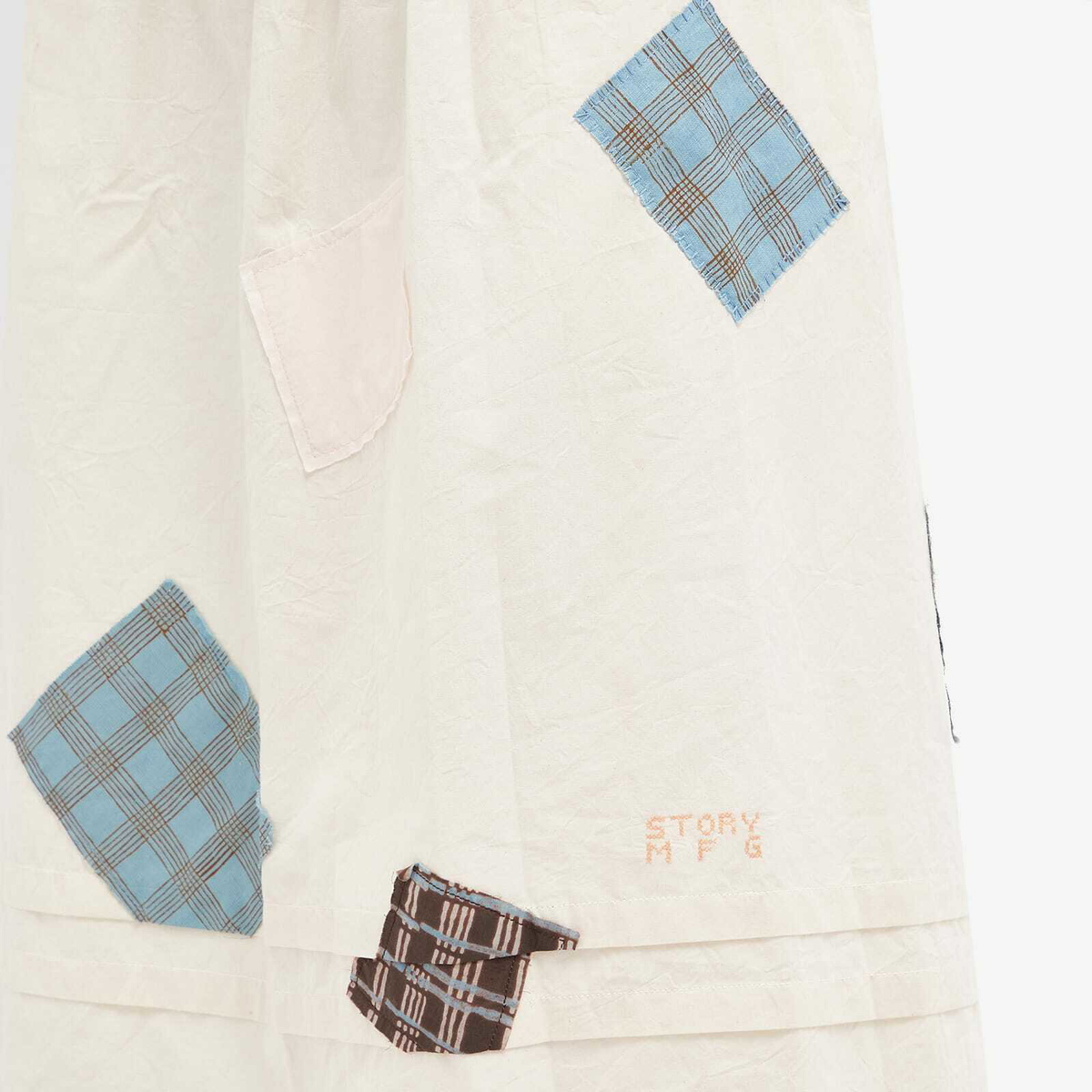 Story mfg. Women's Todash Patchwork Midi Skirt in Ecru Scatter Patch Story Mfg.