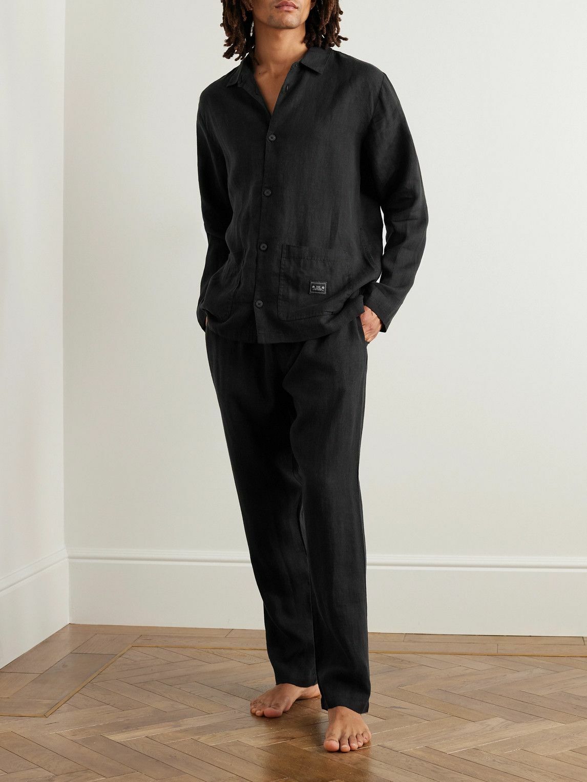 Desmond & Dempsey - Linen Pyjama Set - Black Desmond & Dempsey
