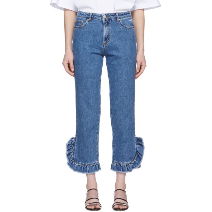 MSGM Blue Ruffled Jeans MSGM