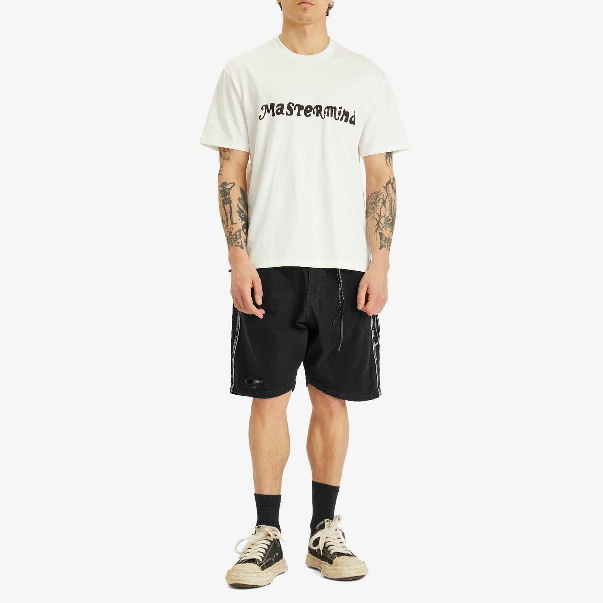 mastermind JAPAN Men's Inside-Out Denim Shorts in Black mastermind JAPAN