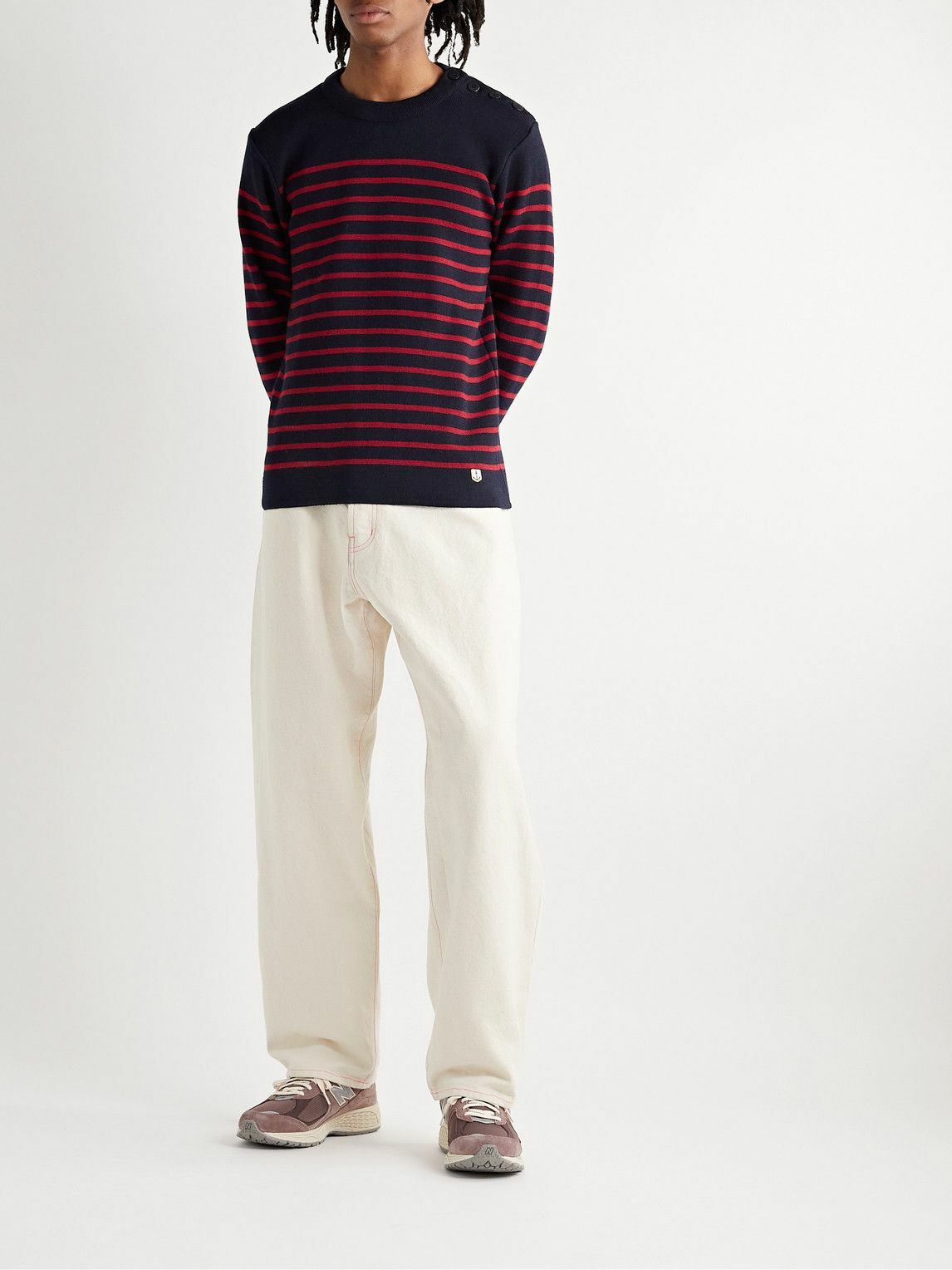 Armor Lux - Molène Logo-Appliquéd Striped Wool Sweater - Blue Armor Lux