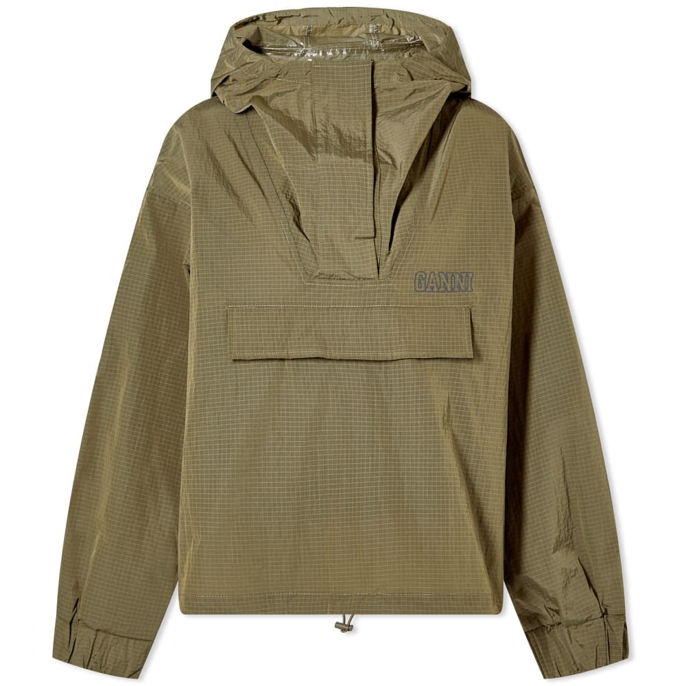 GANNI Women's Software Logo Short Anorak Jacket in Kalamata GANNI