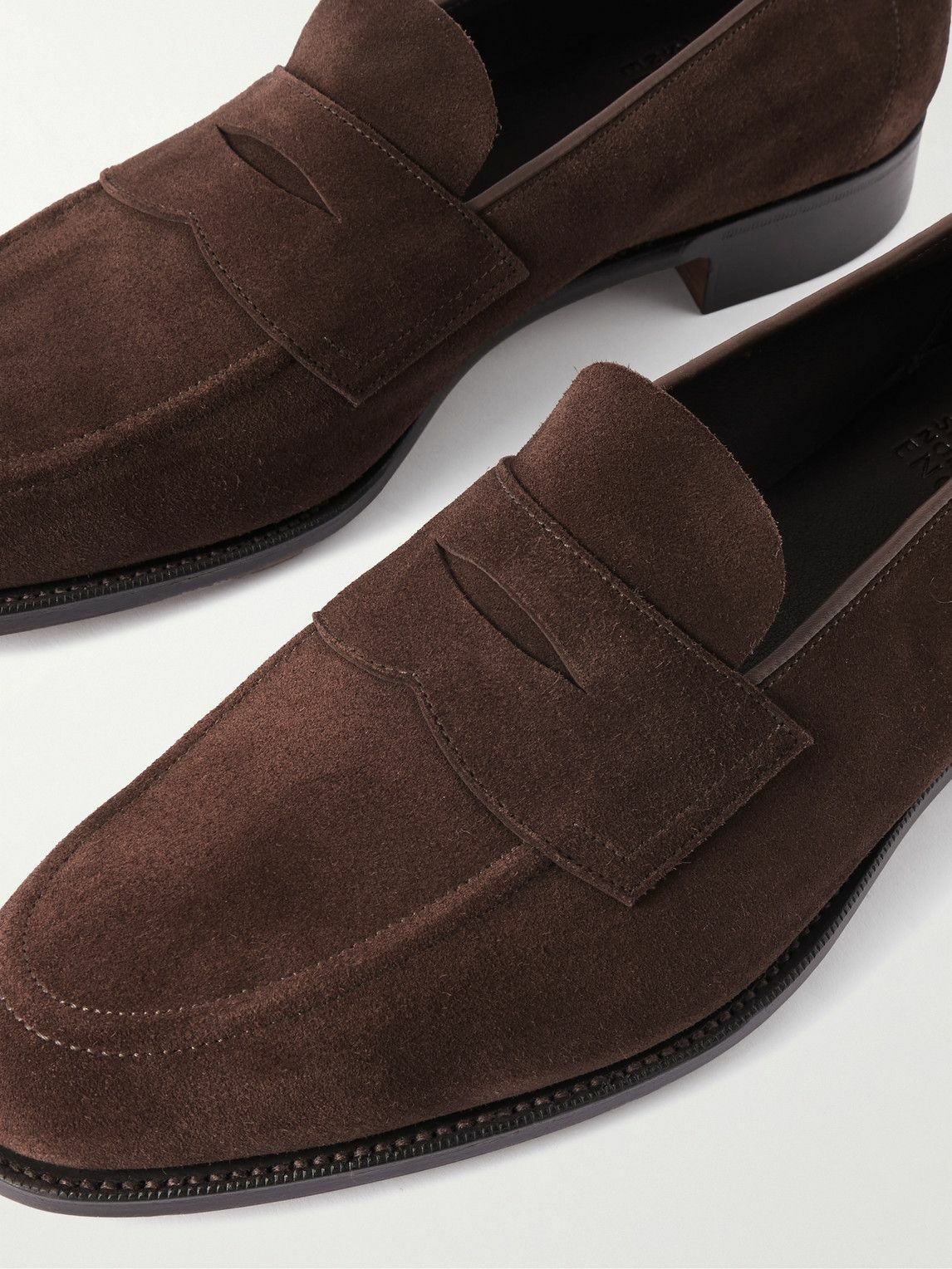 Edward Green - Piccadilly Suede Penny Loafers - Brown Edward Green