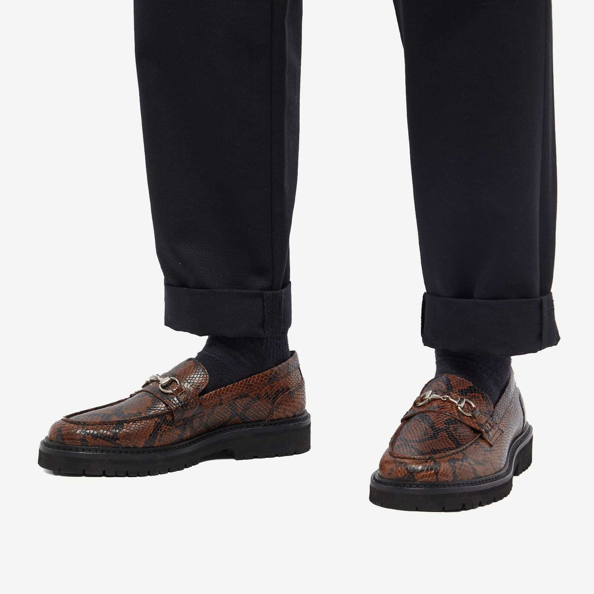 VINNYs Men's VINNY's Le Club Lug Sole Snaffle Loafer in Brown Python VINNYs