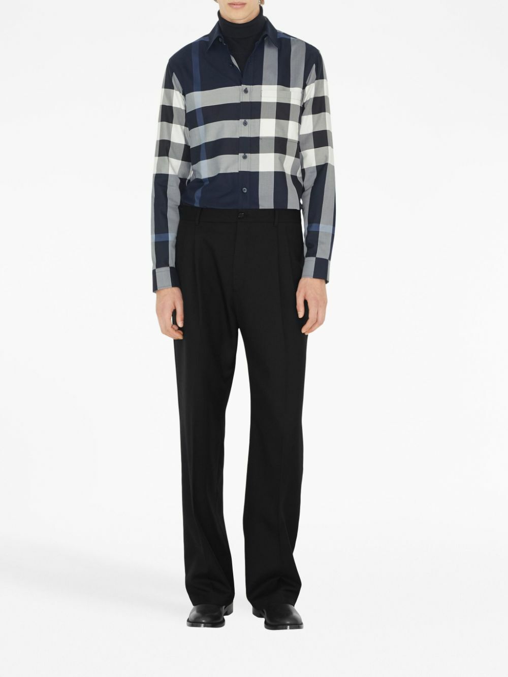 BURBERRY - Check Motif Cotton Shirt Burberry