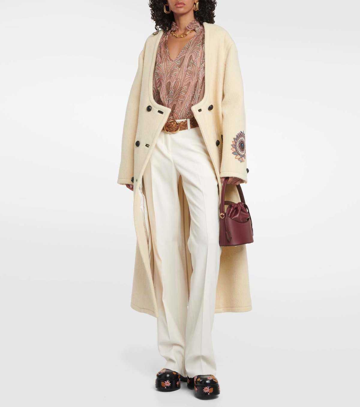 Etro Embroidered wool-blend coat Etro