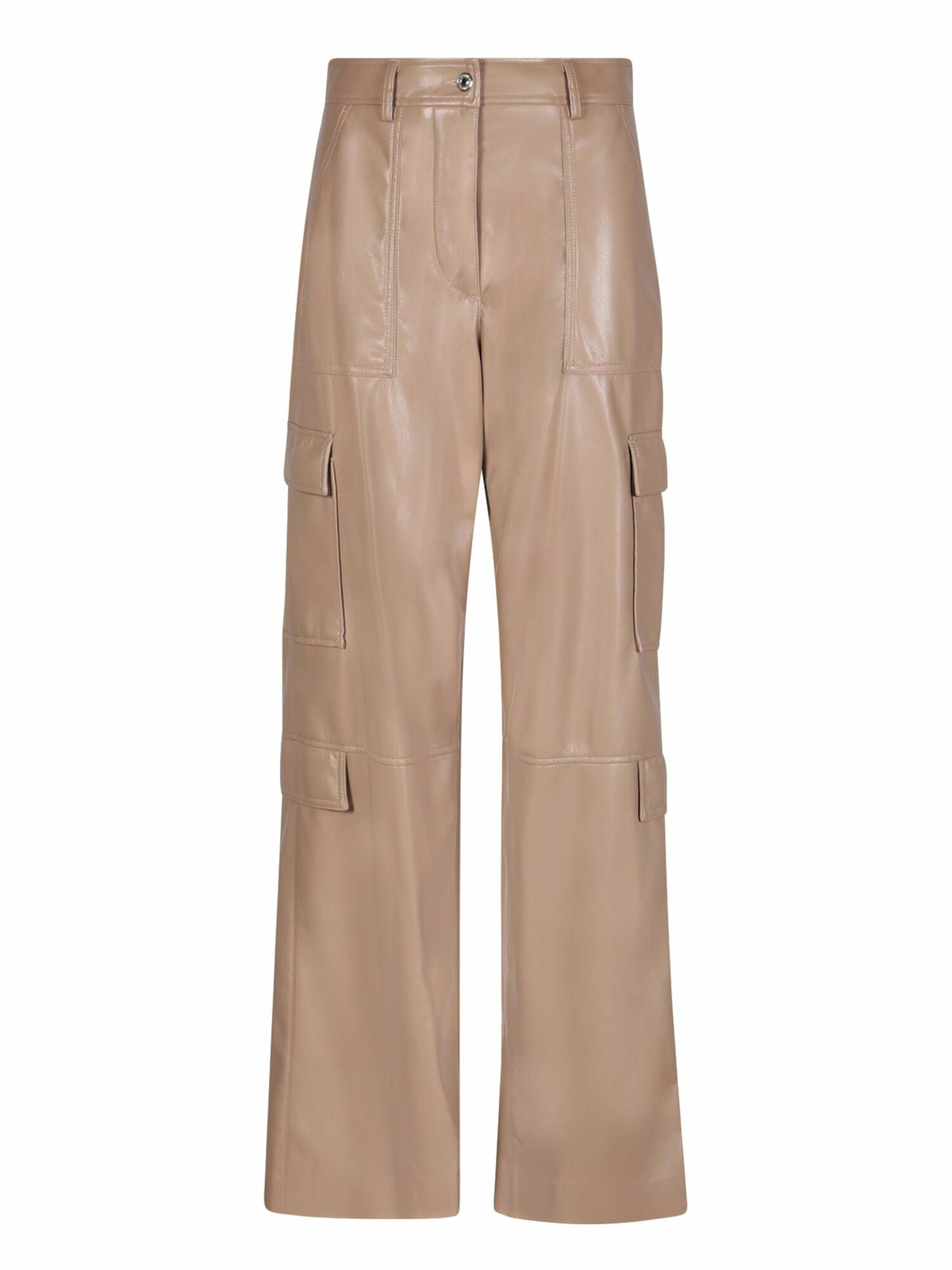 MSGM Soft Eco Leather Beige Cargo Trousers MSGM
