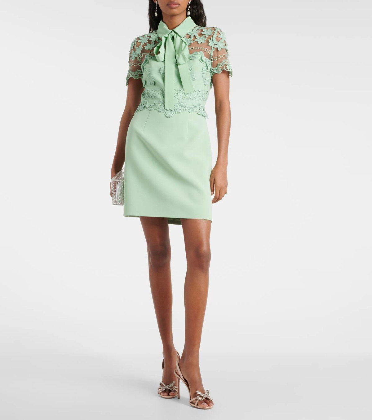 Elie Saab Floral-appliqué silk-blend minidress Elie Saab