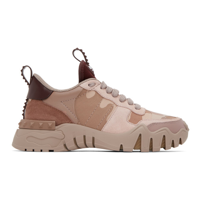 Valentino Pink Valentino Garavani Camouflage Rockrunner Sneakers ...