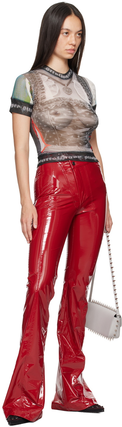 Ottolinger Red Simple Line Faux-Leather Pants Ottolinger
