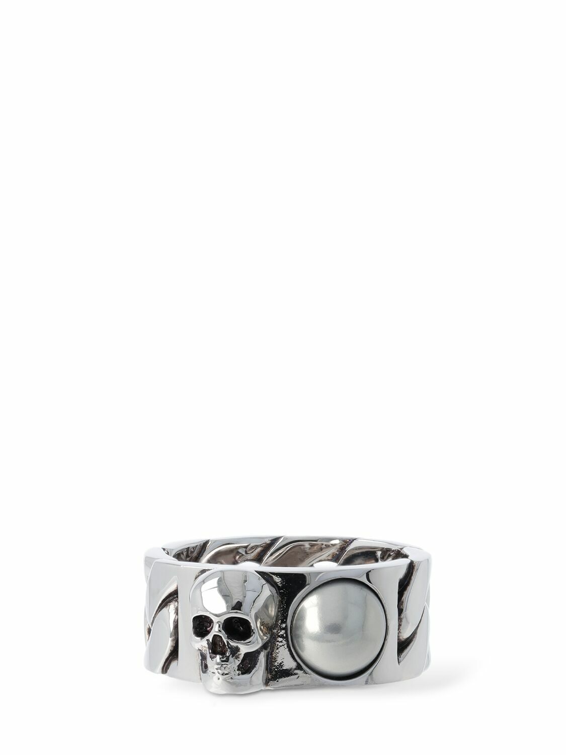 ALEXANDER MCQUEEN - Skull & Pearl Brass Ring Alexander McQueen