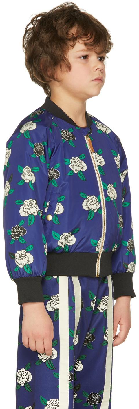 Mini Rodini Kids Blue Rose Bomber Jacket Mini Rodini