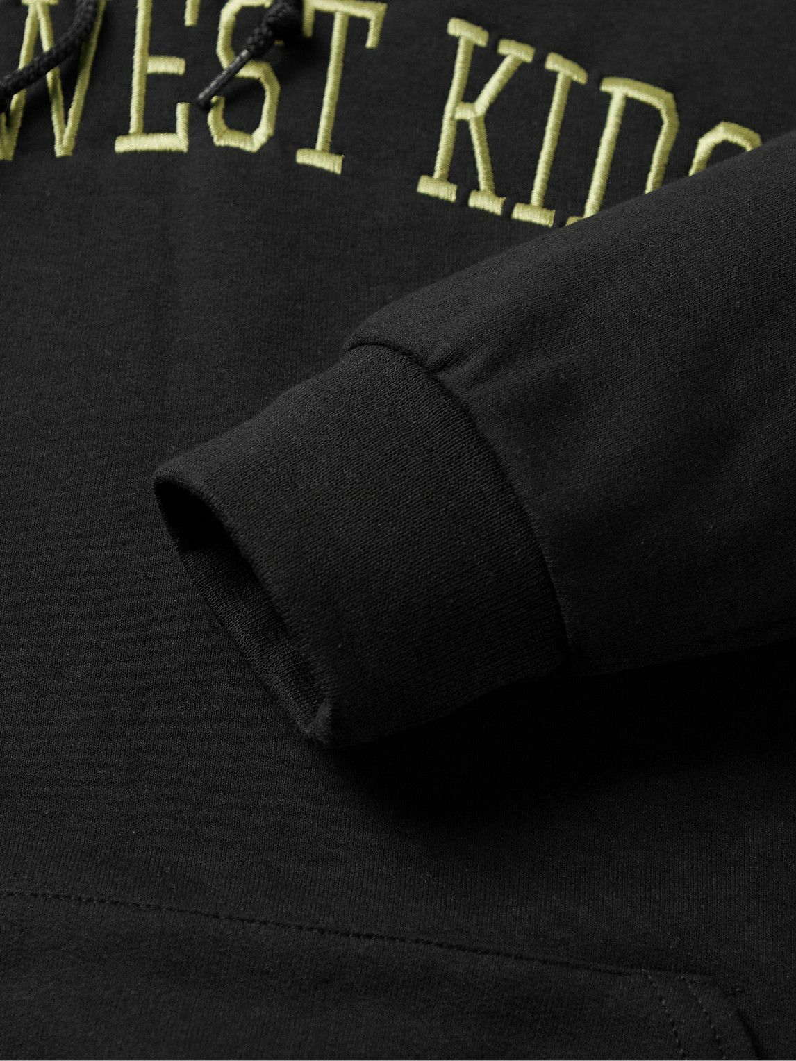 MIDWEST KIDS - Logo-Embroidered Cotton-Blend Jersey Hoodie - Black