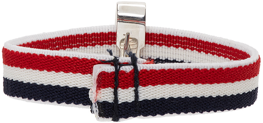 Thom Browne Silver Engraved Short Tie Bar Thom Browne