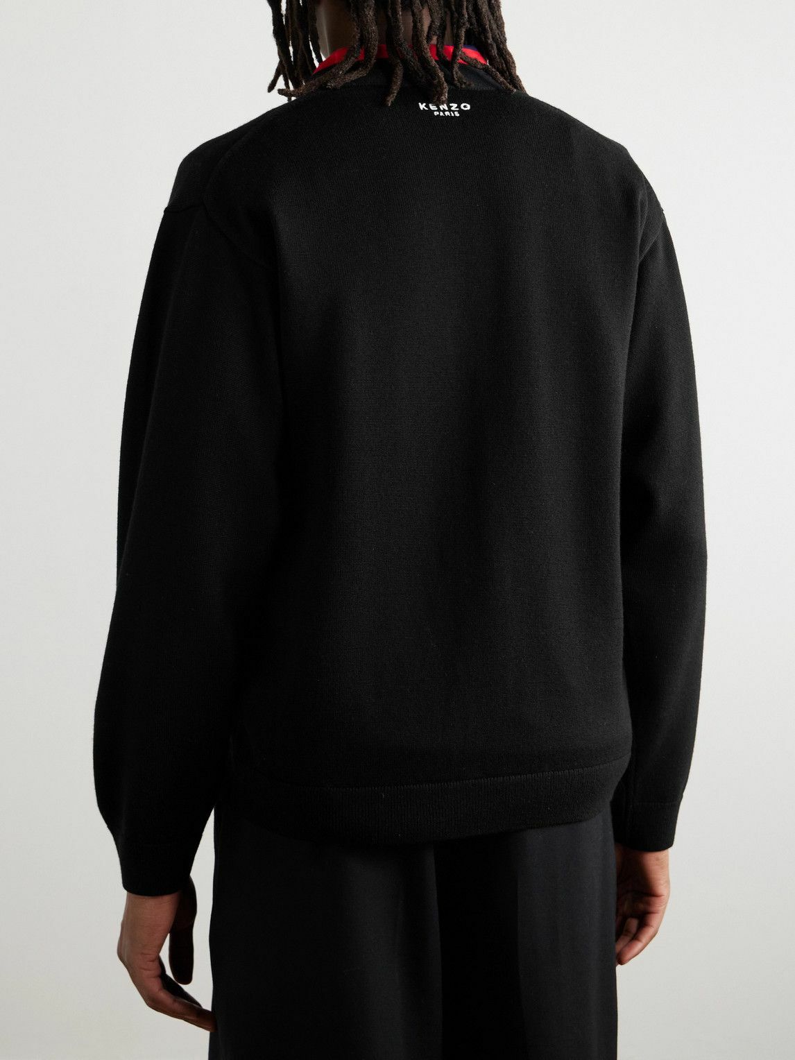 KENZO - Pop Logo-Appliquéd Wool Cardigan - Black Kenzo