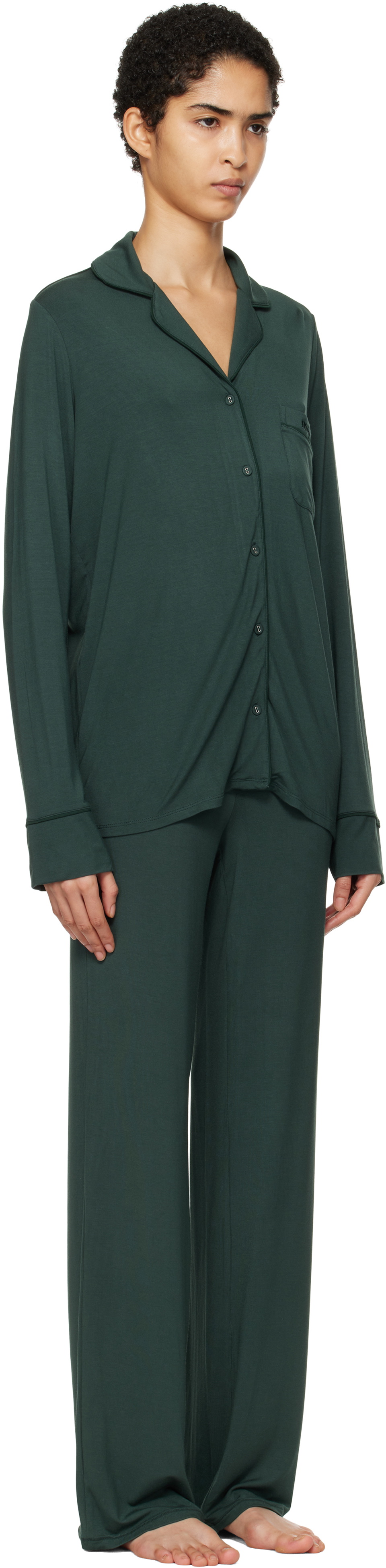 SKIMS Green SKIMS Sleep Long Sleeve Button Up Pyjama Set SKIMS