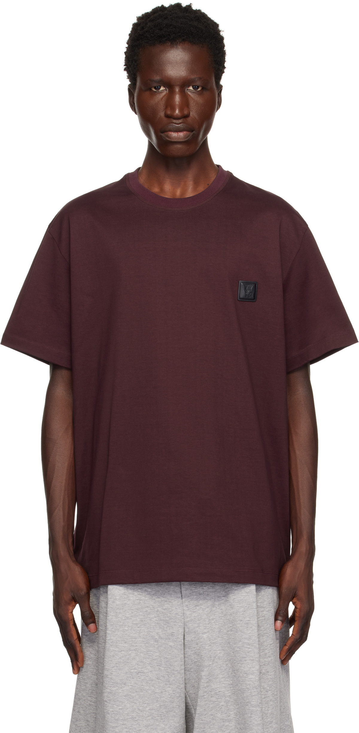 WOOYOUNGMI Burgundy Square Label T-shirt Wooyoungmi