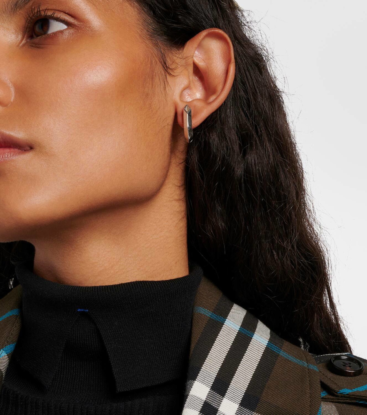 Burberry Hollow Spike sterling silver hoop earrings Burberry