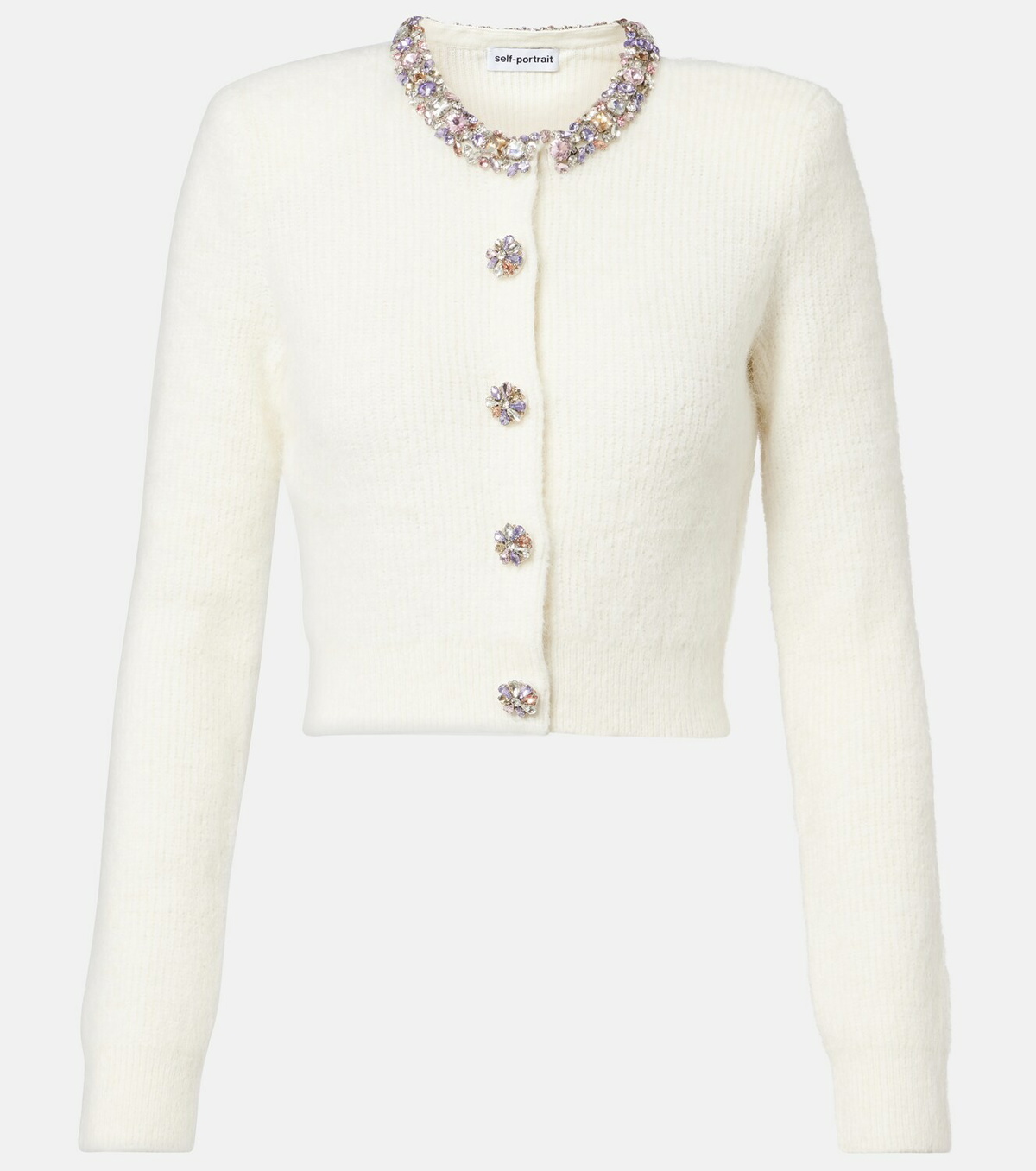 Self-Portrait Embellished ribbed-knit cardigan Self-Portrait