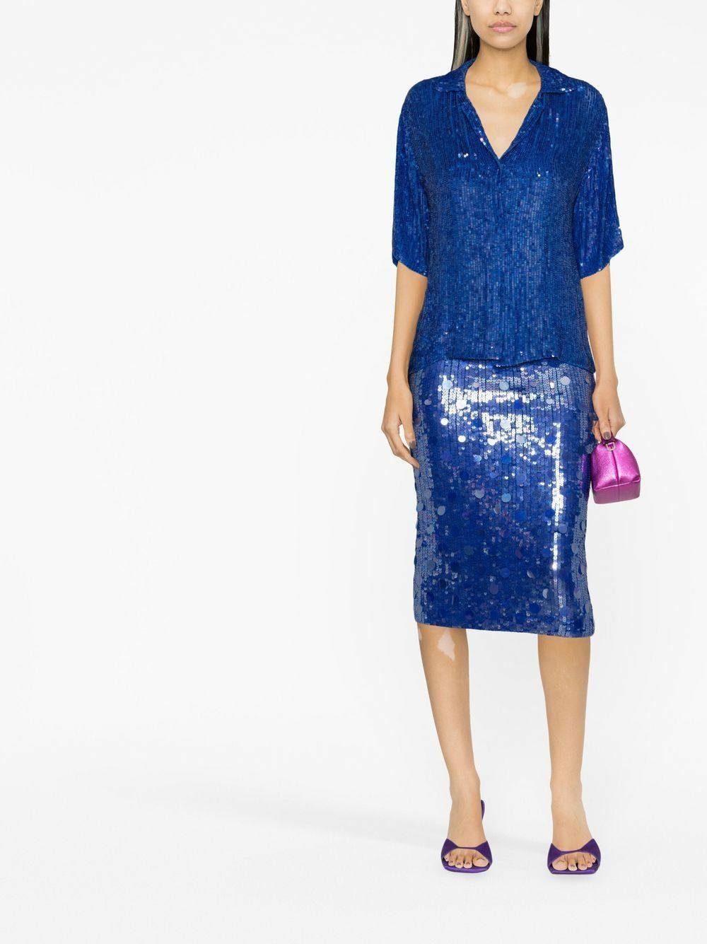 PAROSH - Sequinned Short Sleeve Shirt Parosh