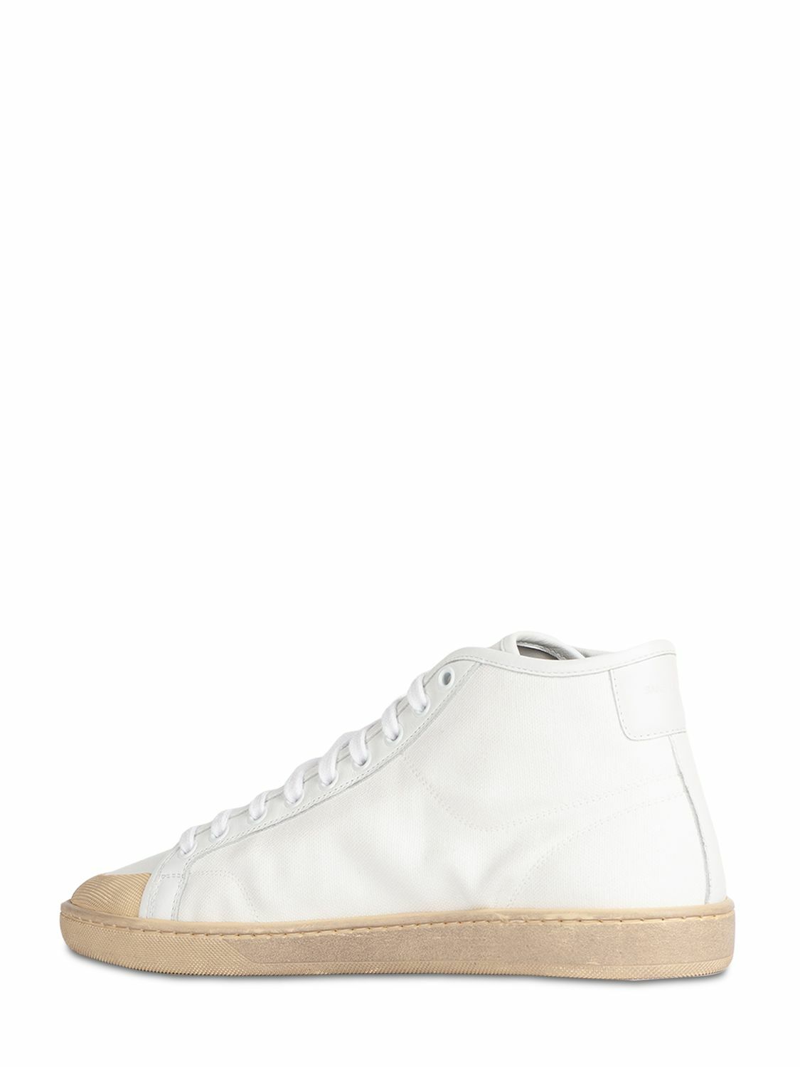 SAINT LAURENT - Sl/39 Logo Cotton Canvas Mid Top Sneaker Saint Laurent