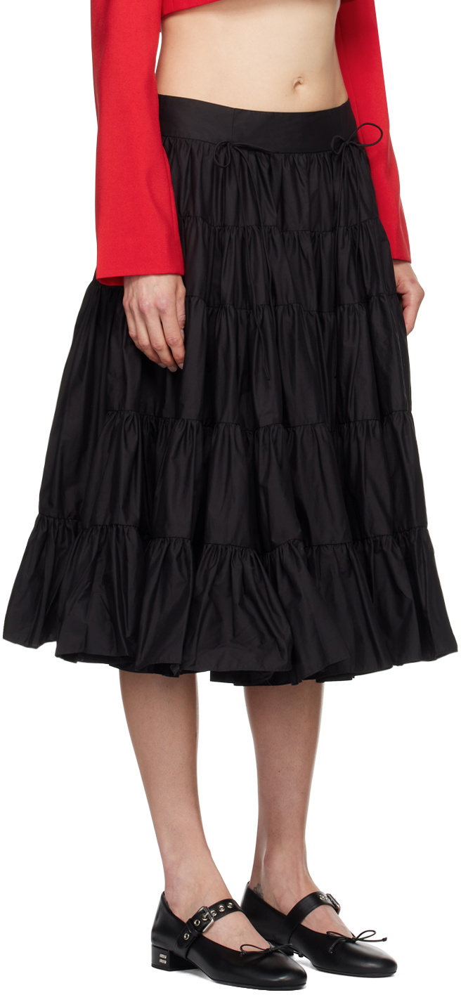 Sandy Liang Black Hetti Midi Skirt Sandy Liang