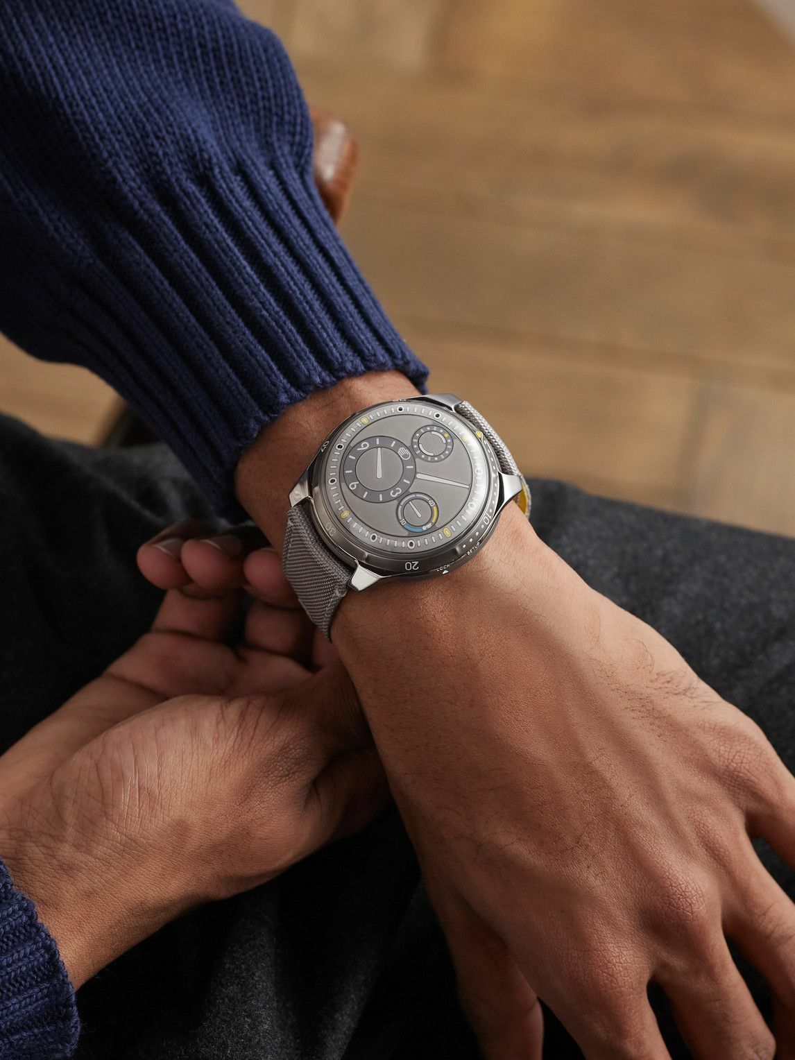 Ressence - Type 5 L Automatic 46mm Titanium and Leather Watch, Ref. No ...