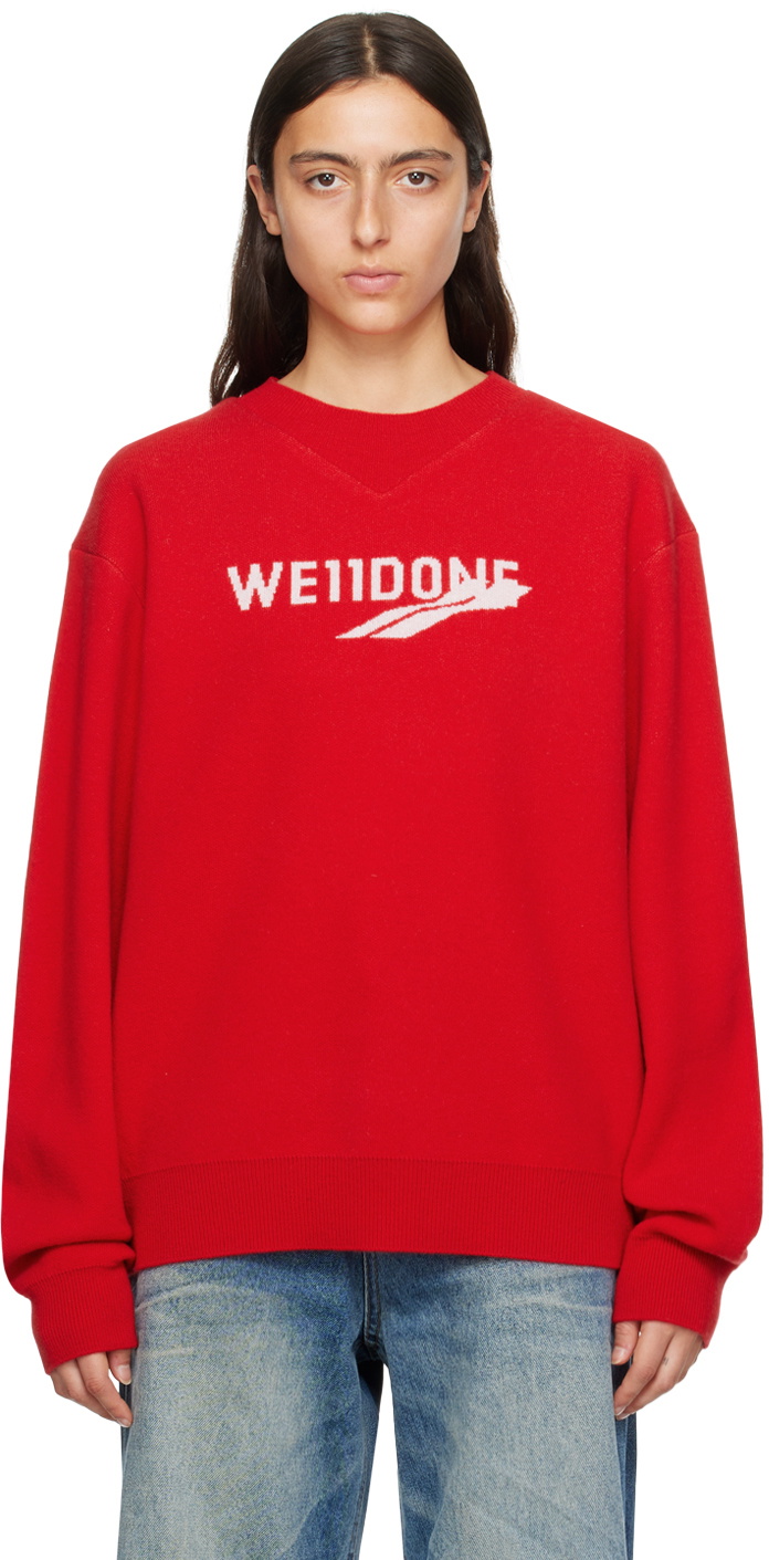 We11done Red Jacquard Sweater We11done