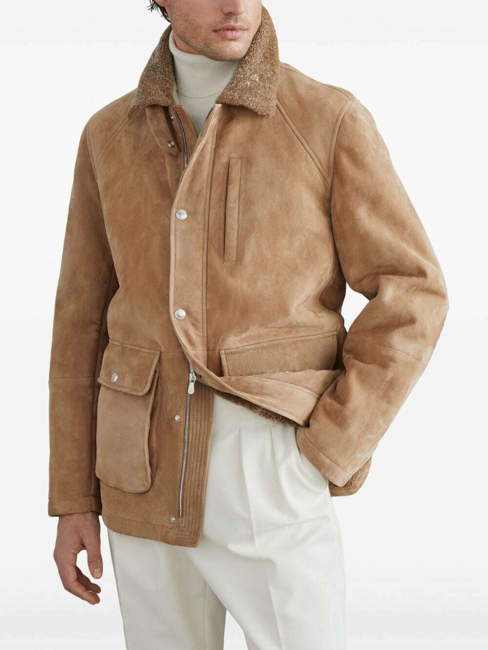 BRUNELLO CUCINELLI - Suede Shearling Field Jacket Brunello Cucinelli