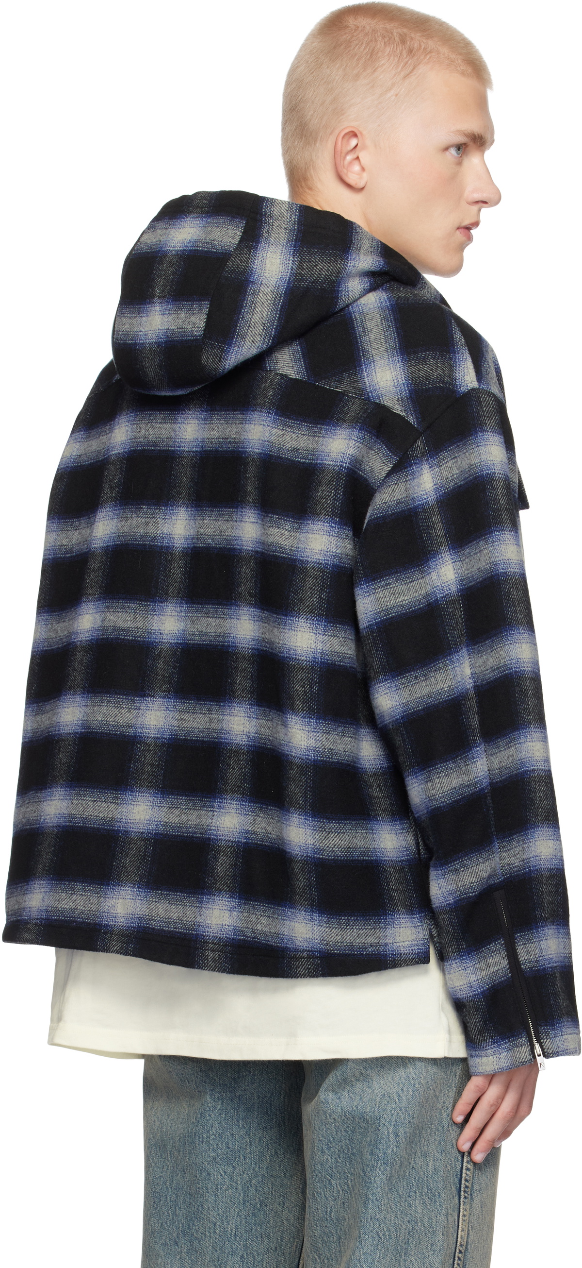 Represent Black & Navy Hooded Overshirt Jacket Represent