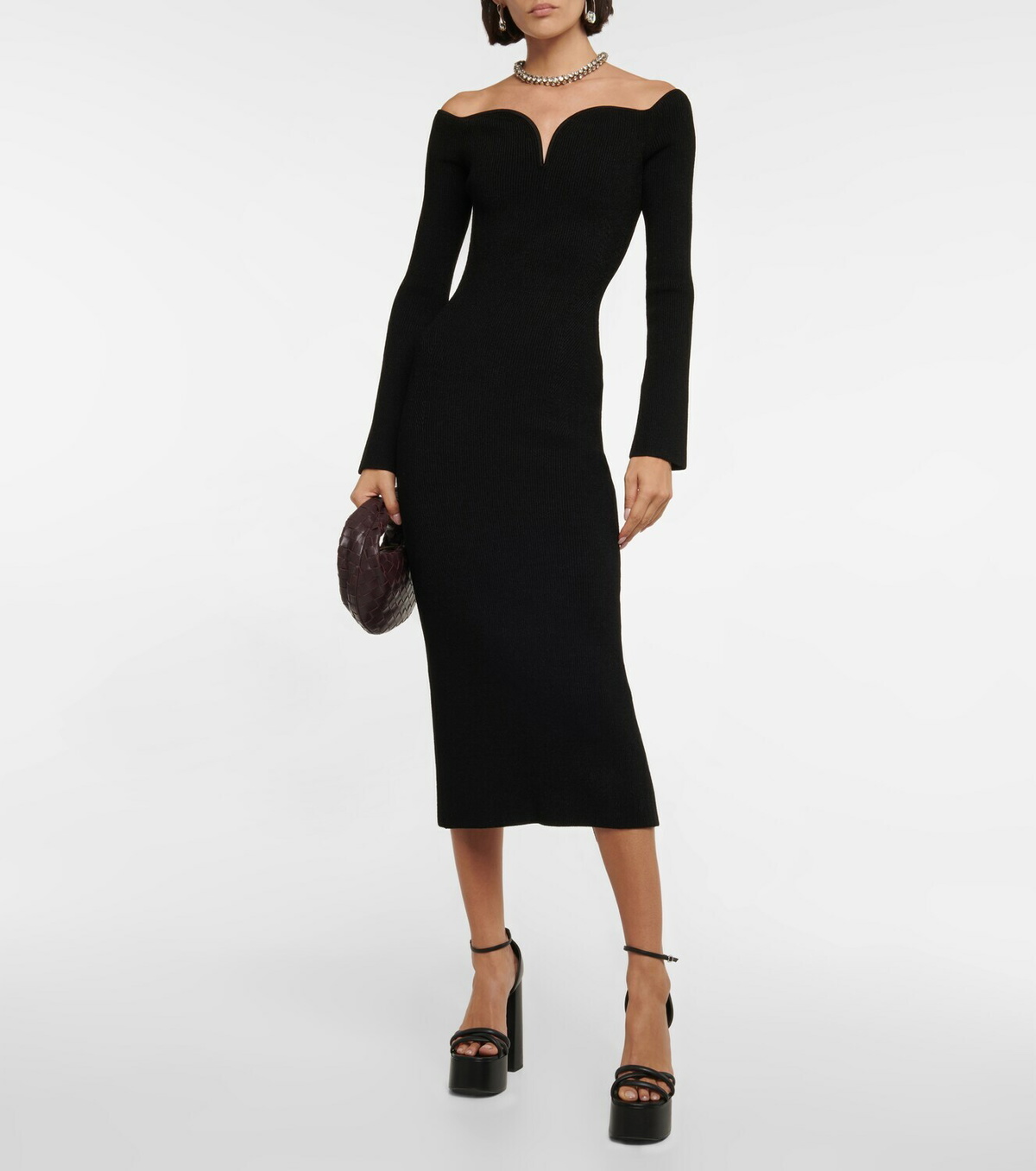 Galvan Grace off-shoulder midi dress Galvan