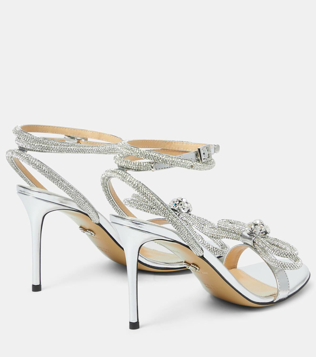 Mach & Mach Double Bow 95 metallic leather sandals MACH & MACH