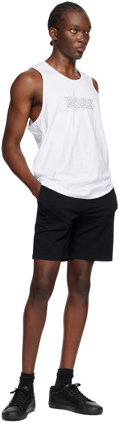 BOSS White Printed Outline Logo Tank Top BOSS