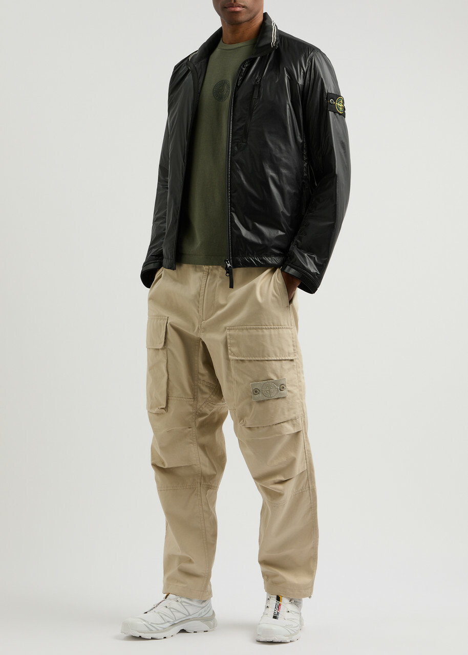 Stone Island Logo Padded Shell Jacket Black Stone Island