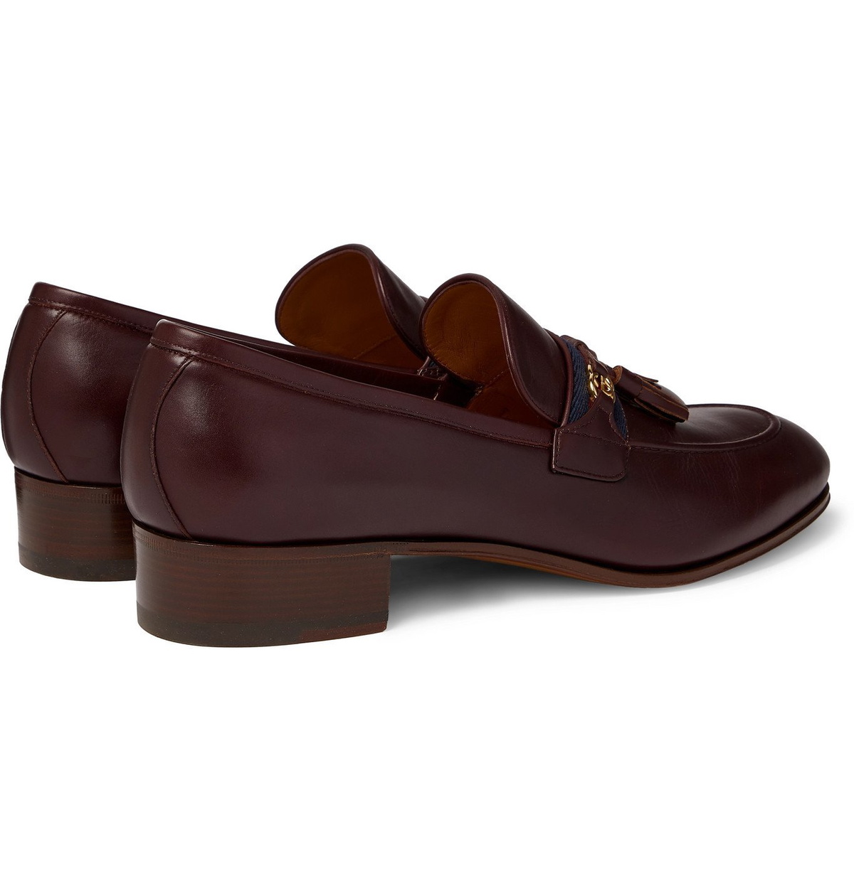 Gucci - Paride Webbing-Trimmed Tasselled Leather Loafers - Burgundy Gucci