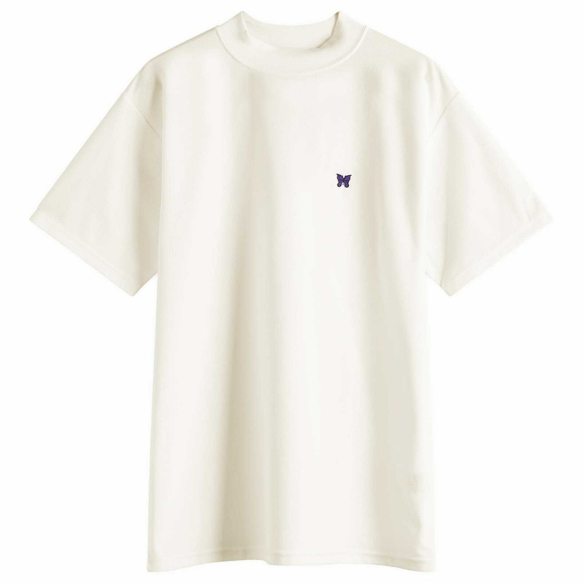 Needles Women's Mock Neck T-Shirt in White Needles