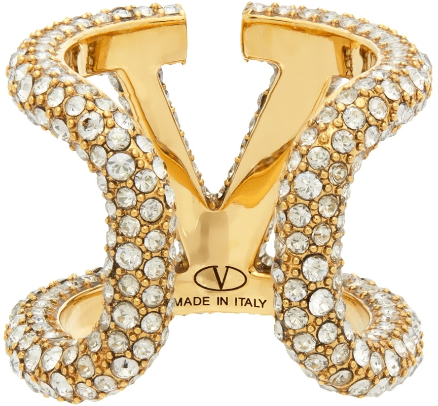 Valentino Garavani Signature VLogo Crystal Ring Valentino Garavani