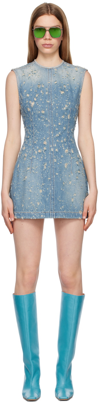 Acne Studios Blue Distressed Denim Minidress Acne Studios