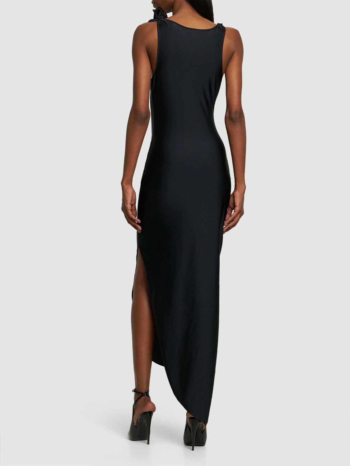 COPERNI Asymmetric Midi Dress with flower Appliqués Coperni