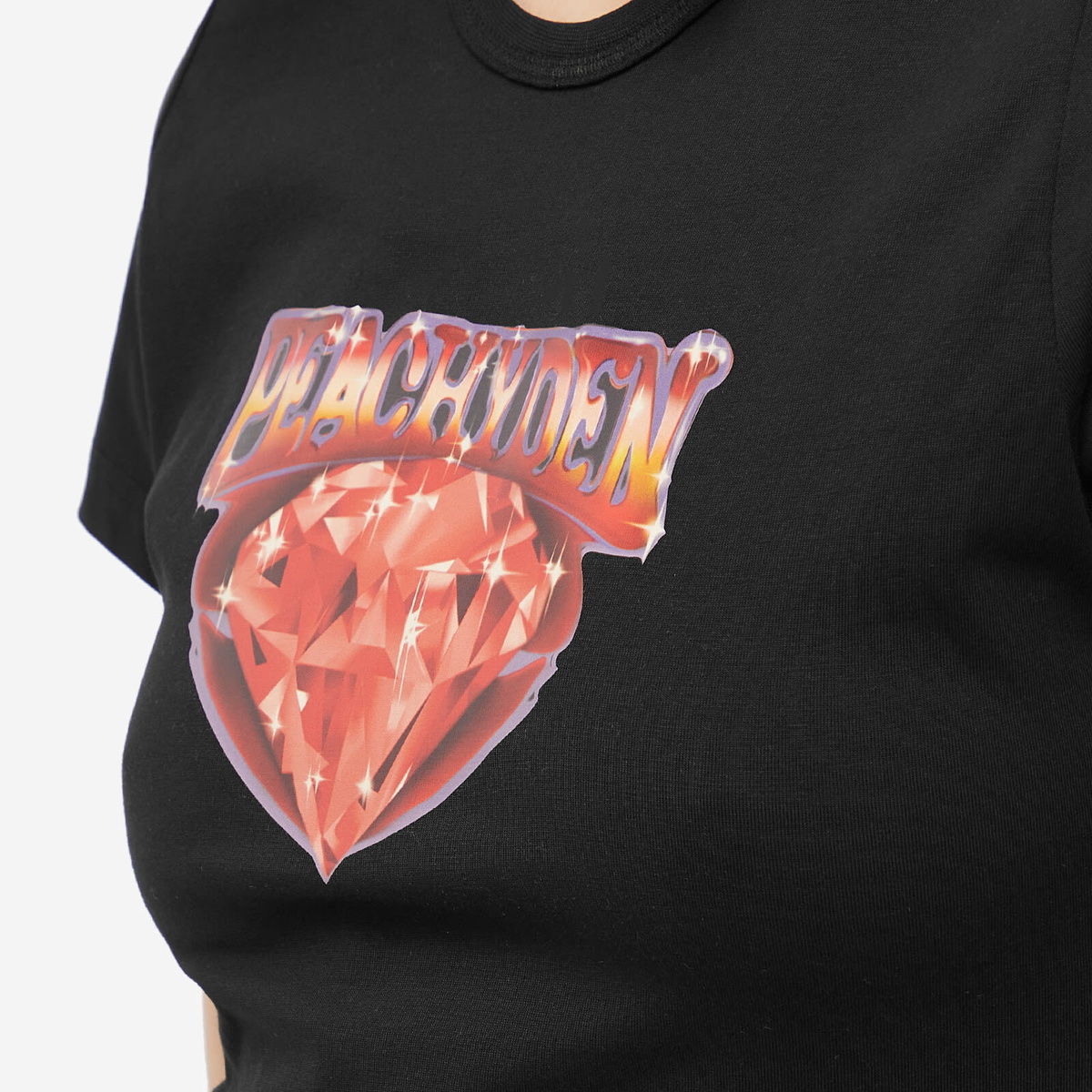 Peachy Den Women's Logo Baby T-Shirt in Black Peachy Den