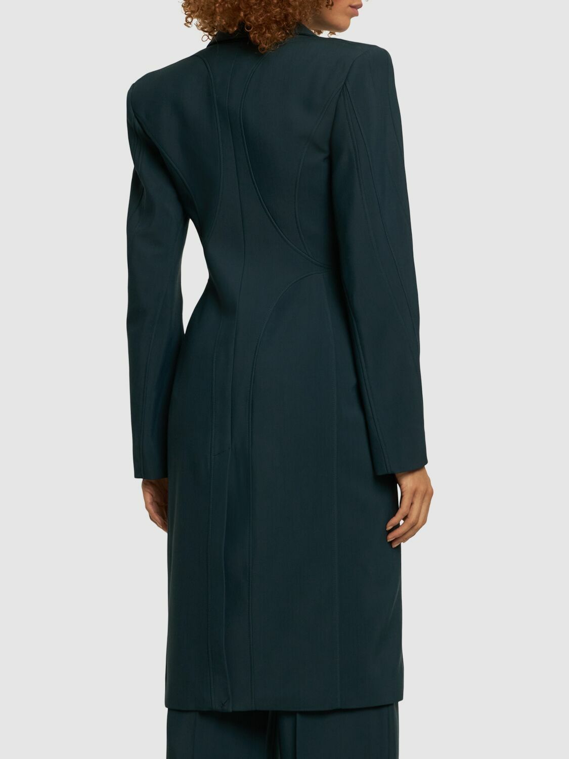 MUGLER - Single Breasted Viscose Twill Midi Coat Mugler