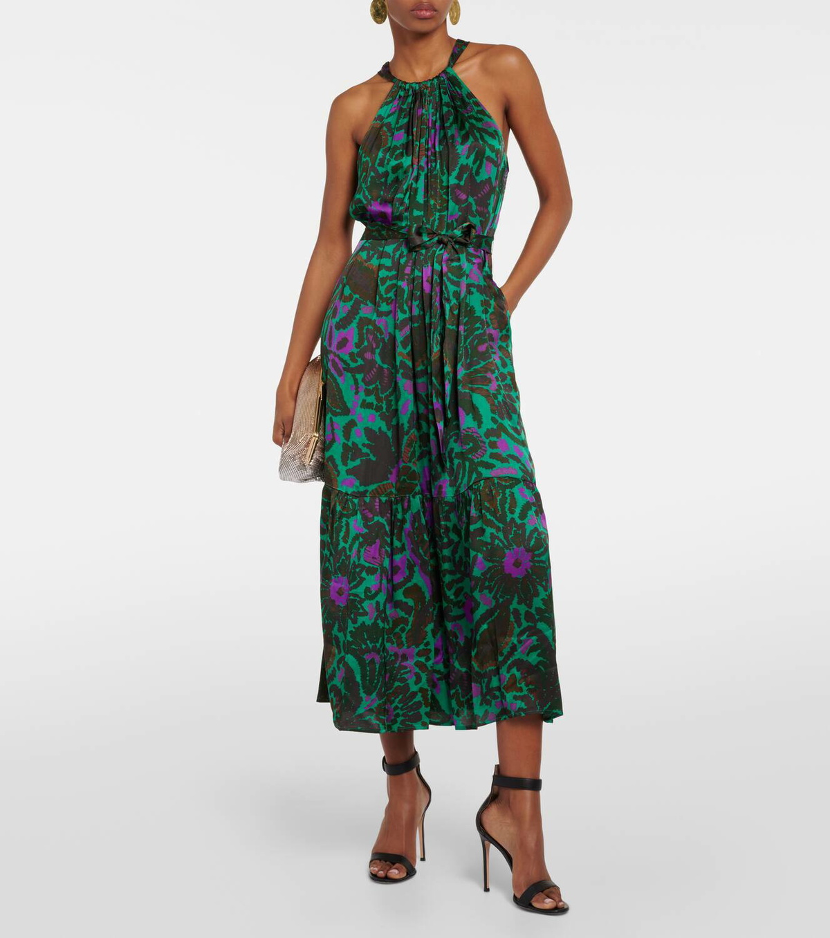 Velvet Kareese printed satin midi dress Velvet