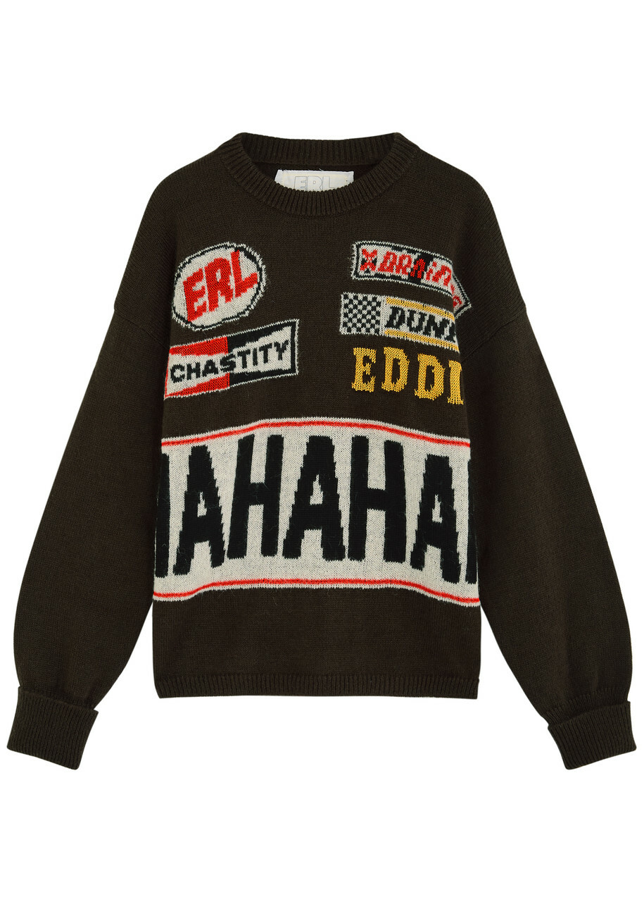 Erl Hahah Intarsia Knitted Jumper Black ERL