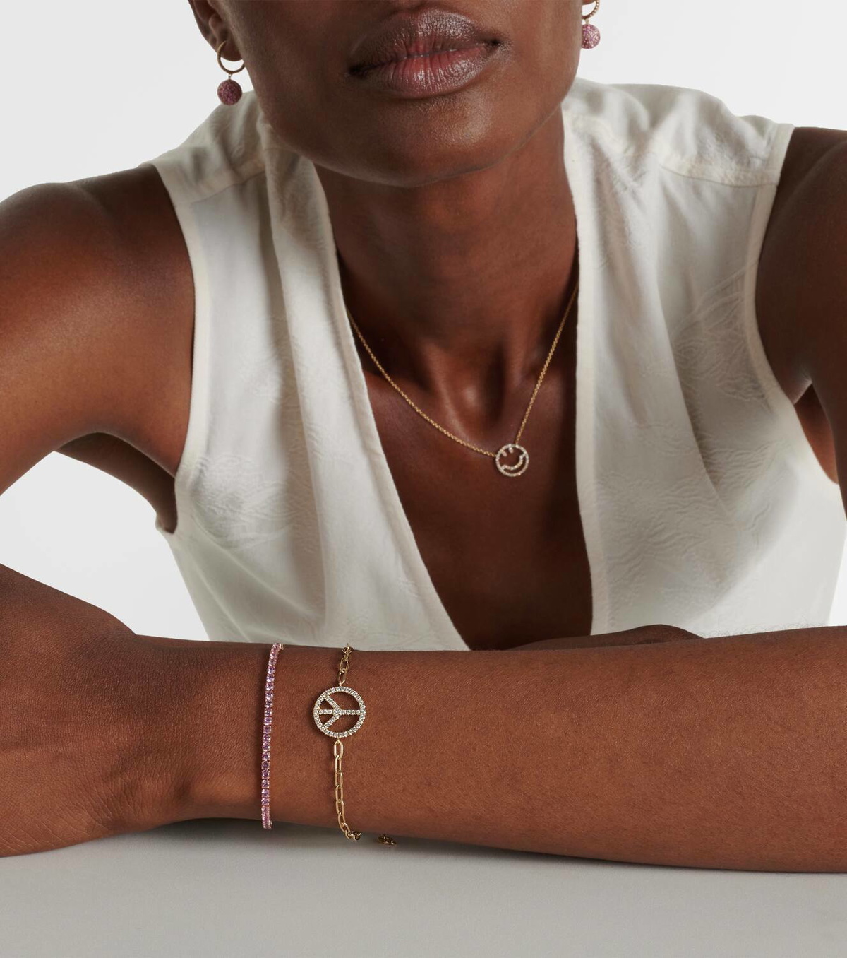 Roxanne First 14kt rose gold tennis bracelet with sapphires Roxanne First