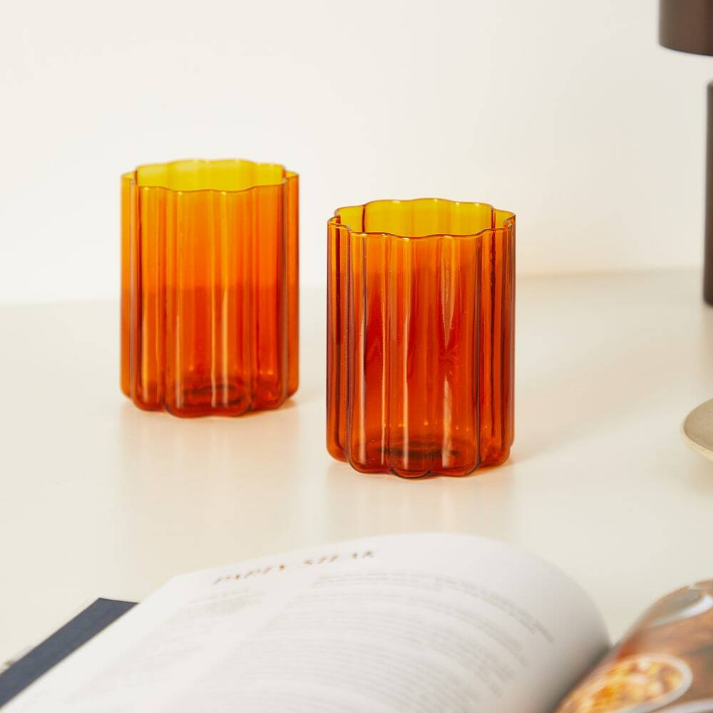 Fazeek Wave Glass - Set of 2 in Amber Fazeek