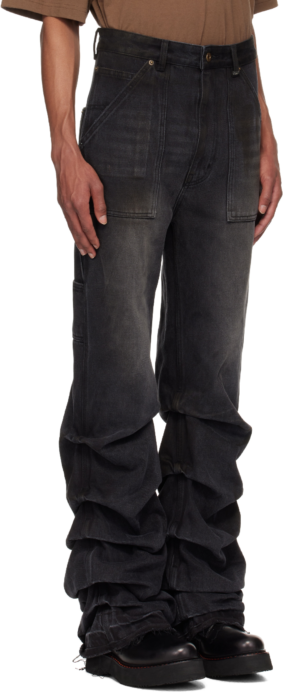 We11done Black Wrinkled Jeans We11done