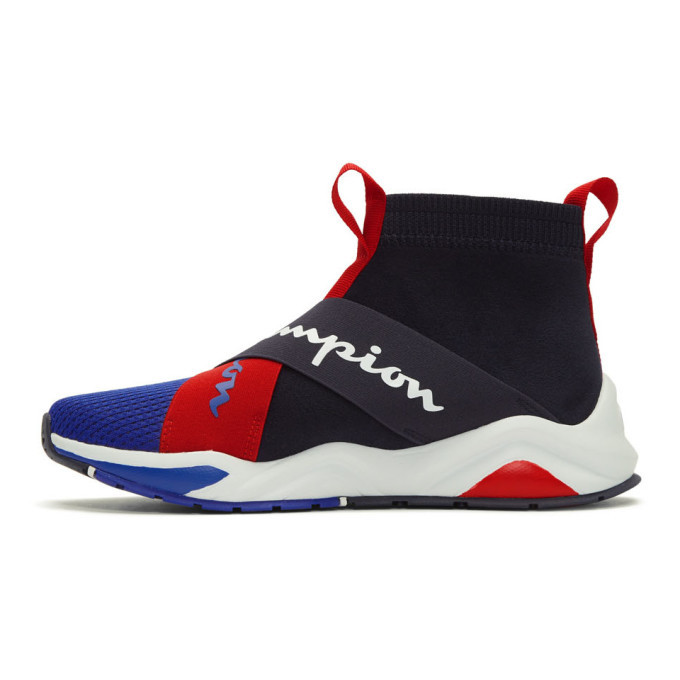 Champion Reverse Weave Navy and Blue Rally Crossover High-Top Sneakers ...