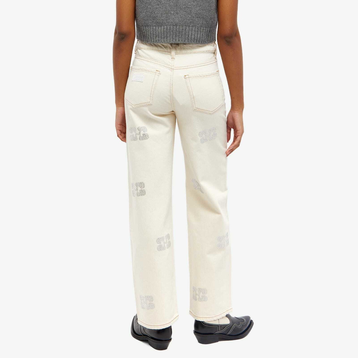 GANNI Women's Sparkle Denim Izey Jean in Vanilla Ice GANNI