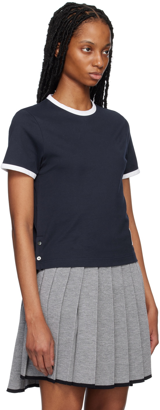 Thom Browne Navy Ringer T-Shirt Thom Browne